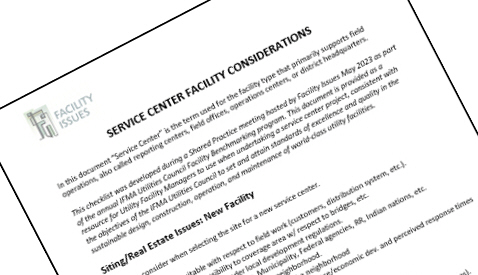 Utility Service Center Planning Checklist - Facility Issues